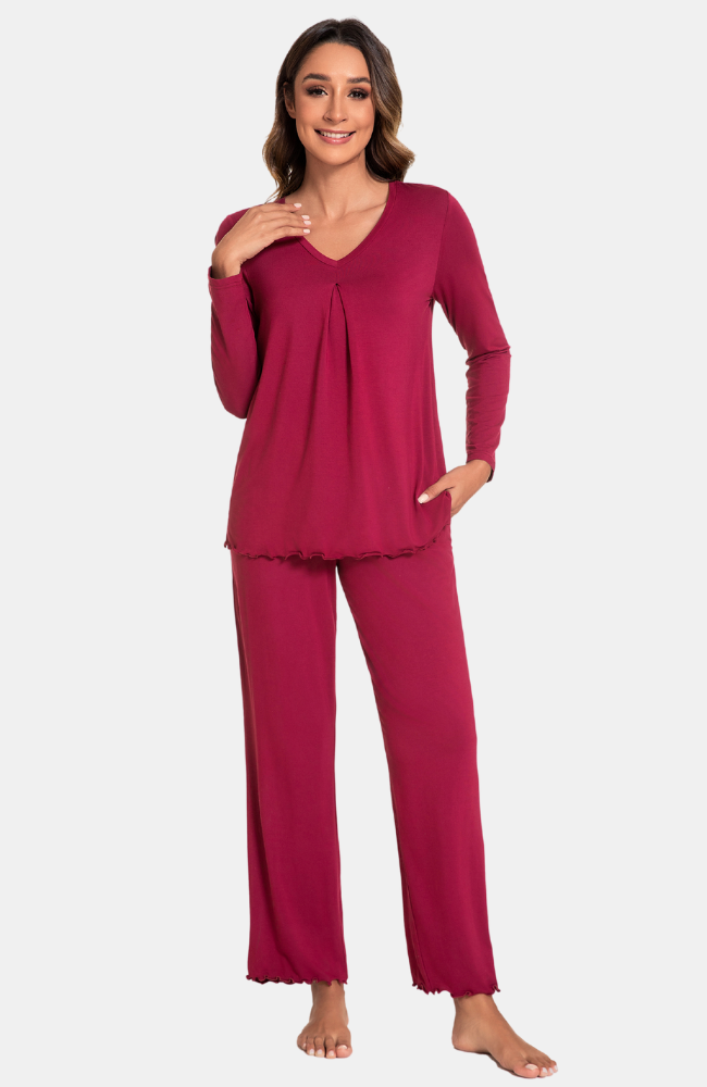Long Sleeve Frill Trim Bamboo PJs – Bamboo Island Australia